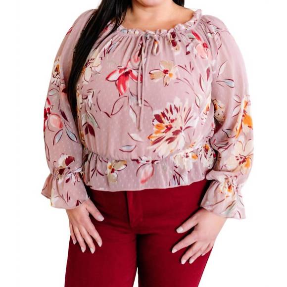 First Love | Tops | New First Love Floral Swiss Dot Tie Neck Blouse In ...